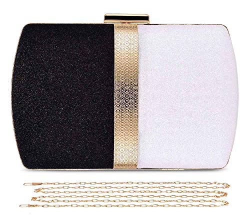 Selighting Glitter Clutch Evening Bags for Women Formal Bridal Wedding Clutches Purses Prom Cocktail Party Handbags Black White