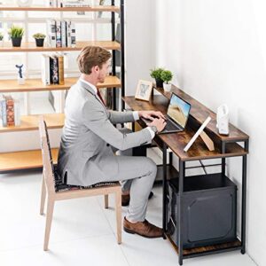 TOPSKY Computer Desk with Storage Shelves/23.2” Keyboard Tray/Monitor Stand Study Table for Home Office(46.5x19 inch, Rustic Brown)