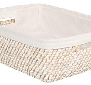 KOUBOO 1060086 Laguna Liner, White-Wash Rattan Shelf Basket