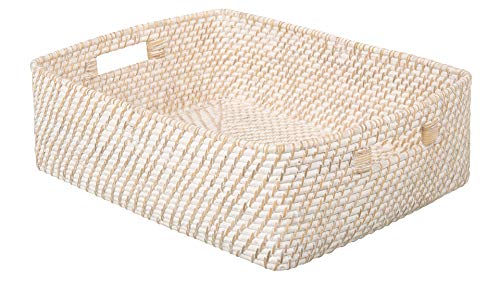 KOUBOO 1060086 Laguna Liner, White-Wash Rattan Shelf Basket