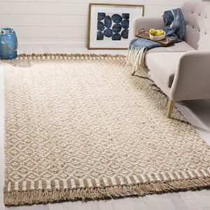 safavieh natural fiber collection 4′ x 6′ ivory nf182a handmade boho farmhouse fringe jute area rug