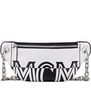 MCM Women's Black/White Contrast Leather Mini Crossbody Chain Bag MWR9ACL12WT001