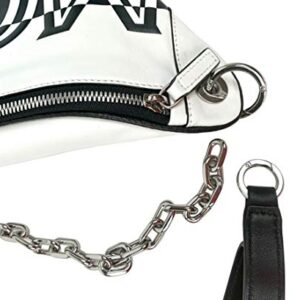 MCM Women's Black/White Contrast Leather Mini Crossbody Chain Bag MWR9ACL12WT001