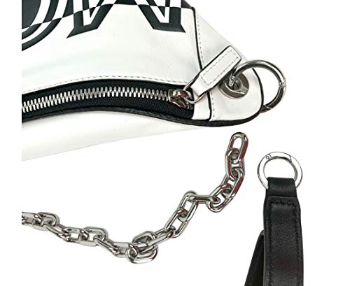 MCM Women's Black/White Contrast Leather Mini Crossbody Chain Bag MWR9ACL12WT001