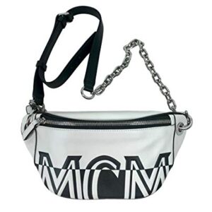 MCM Women's Black/White Contrast Leather Mini Crossbody Chain Bag MWR9ACL12WT001