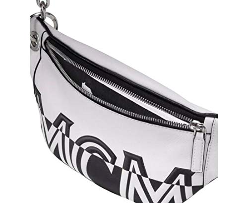 MCM Women's Black/White Contrast Leather Mini Crossbody Chain Bag MWR9ACL12WT001