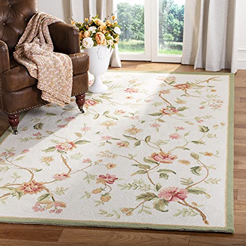 SAFAVIEH Chelsea Collection 3'9" x 5'9" Ivory HK263A Hand-Hooked French Country Wool Area Rug