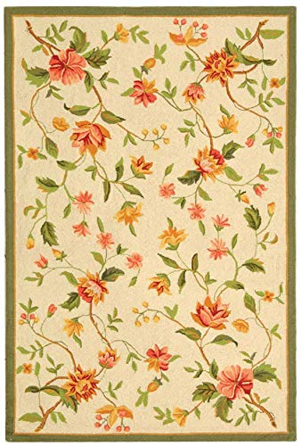 SAFAVIEH Chelsea Collection 3'9" x 5'9" Ivory HK263A Hand-Hooked French Country Wool Area Rug