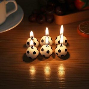 6Pcs Cute Soccer Ball Football Birthday Party Cake Candles Decorations Supplies Tool for Kids Toy Gift Decorations for Home Black/Red (Sent in Random)