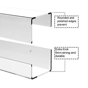 Sanasic Set of 3 Acrylic Floating Wall Shelves, Display Ledges Storage Organizer for Bedroom Bathroom Kitchen Office, 16.5" L x 4" D x 3" H