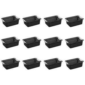 sterilite 16229012 small ultra basket, black basket w/ titanium inserts, 12-pack