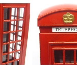 BeeSpring Attractive Metal Alloy Money Coin Spare Change London Street Red Telephone Booth Bank Box-6“H