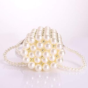 Abvokury YUSHINY Beaded Handbag for Women White Pearl Decoration Evening Bags with Detachable Chain Inner Bag Medium