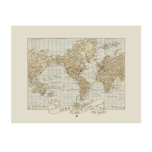 Personalized Wedding Anniversary Push Pin World Map