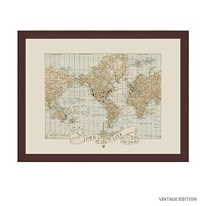 Personalized Wedding Anniversary Push Pin World Map