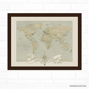 Personalized Wedding Anniversary Push Pin World Map