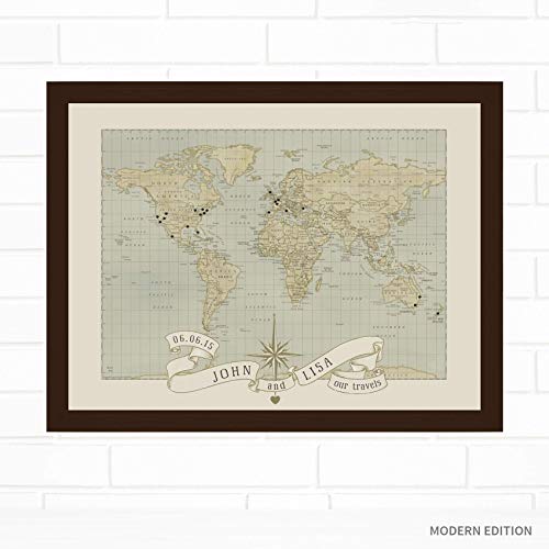 Personalized Wedding Anniversary Push Pin World Map