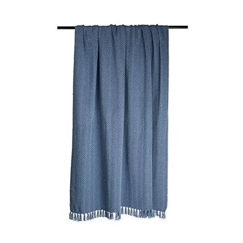 DII Industrial Tonal Textured Woven Throw 50x60, French Blue