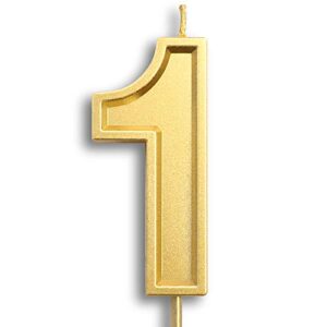 dollet 3.93” large gold birthday candle number 1 cake candle topper for kid’s/adult’s birthday party