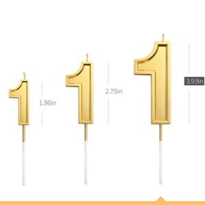 Dollet 3.93” Large Gold Birthday Candle Number 1 Cake Candle Topper for Kid’s/Adult’s Birthday Party