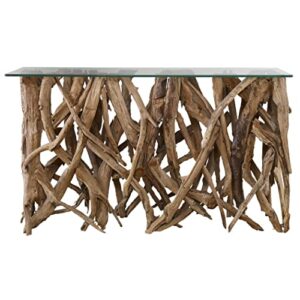 spectacular driftwood console table