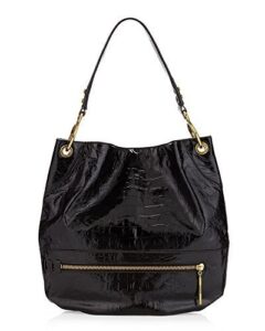 oryany lucy croco embossed patent leather black large hobo tote