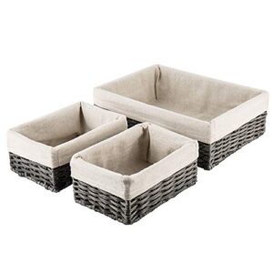 hosroome handmade storage basket wicker baskets for organizing shelf baskets woven decorative home storage bins decorative baskets organizing baskets nesting baskets(set of 3,grey)