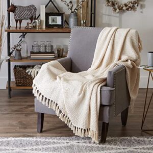 DII Zig Zag Throw Collection Modern Woven Cotton, 50x60, Natural