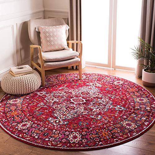 SAFAVIEH Vintage Hamadan Collection 9' x 12' Red / Multi VTH222A Oriental Traditional Persian Non-Shedding Living Room Bedroom Dining Home Office Area Rug