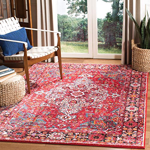 SAFAVIEH Vintage Hamadan Collection 9' x 12' Red / Multi VTH222A Oriental Traditional Persian Non-Shedding Living Room Bedroom Dining Home Office Area Rug