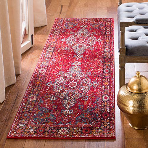 SAFAVIEH Vintage Hamadan Collection 9' x 12' Red / Multi VTH222A Oriental Traditional Persian Non-Shedding Living Room Bedroom Dining Home Office Area Rug