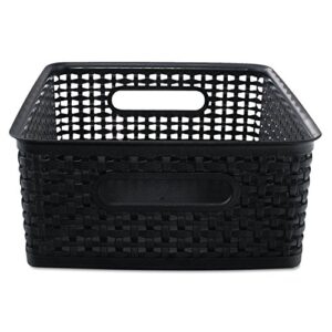 advantus 40327 weave bins, 13 7/8 x 10 1/2 x 4 3/4, plastic, black, 2 bins