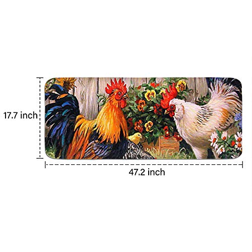 Unicorns Farting Sunflower and Rooster Kitchen Mat Natural Fiber Standing Mat Non-Slip Kitchen Rug