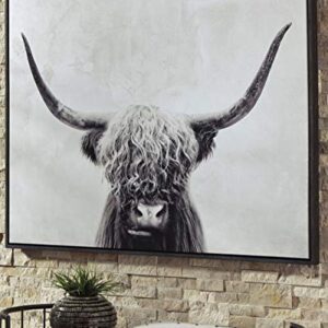 Signature Design by Ashley Pancho Modern Framed Cow Canvas Wall Art, 48 x 36, Black & White