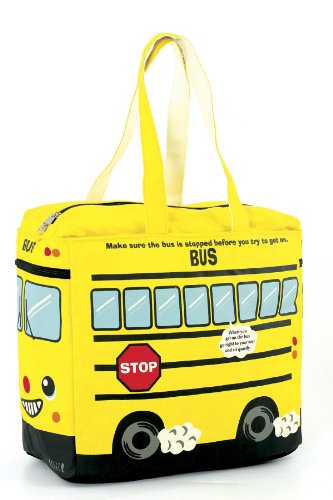 Insulated Canvas School Bus Teachers Tote Bag - Yellow