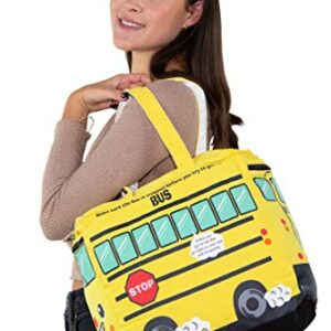 Insulated Canvas School Bus Teachers Tote Bag - Yellow