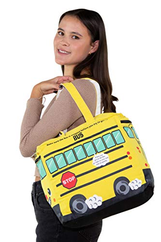 Insulated Canvas School Bus Teachers Tote Bag - Yellow