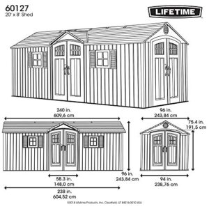 Lifetime 60127 20 x 8 Ft. Outdoor Storage Shed, Desert Sand