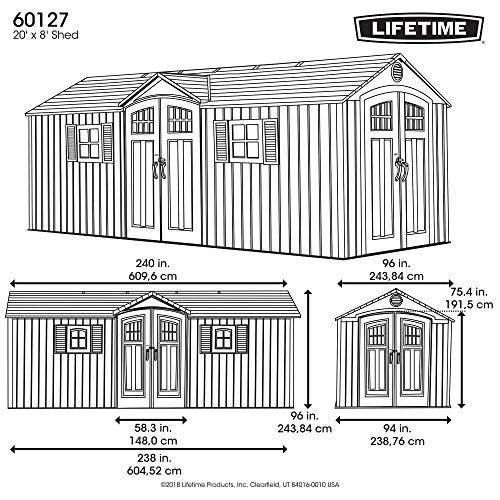 Lifetime 60127 20 x 8 Ft. Outdoor Storage Shed, Desert Sand