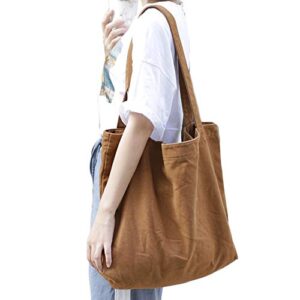 BOBILIKE Women Shoulder Bags Canvas Tote Bag Handbag Work Bags, Brown