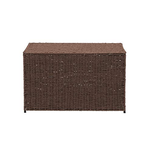 Household Essentials Dark Brown ML-7145 Decorative Wicker Chest with Lid for Storage and Organization | Large