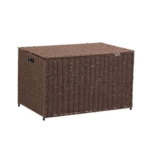 Household Essentials Dark Brown ML-7145 Decorative Wicker Chest with Lid for Storage and Organization | Large