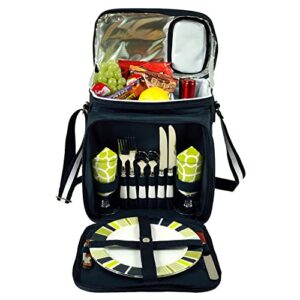 picnic at ascot original insulated picnic basket/cooler equipped with service for 2- designed, assembled & quality approved in the usa