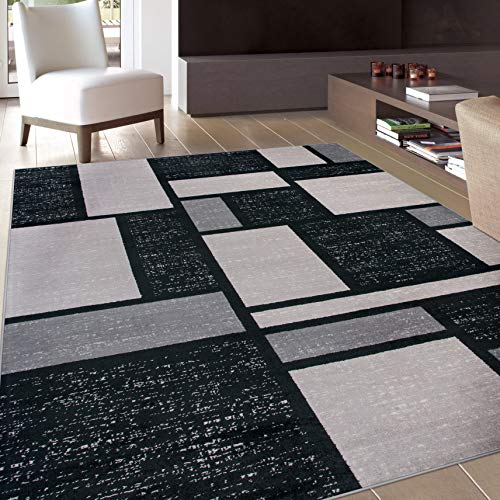 Rugshop Contemporary Modern Boxes Design Soft Indoor Area Rug 3'3" x 5' Gray