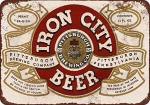 jesiceny new tin sign 1933 pittsburgh iron city beer vintage look aluminum metal sign 8×12 inches