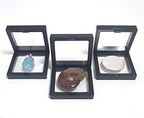 Black Transparent 3D Floating Frame Display Holder/Box/Frames for Challenge Coins, AA Medallions, Antique, Jewelry,Gift, 2.75 x 2.75 x 0.75 Inches (Set of 3 pcs)