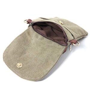 Vintage Embroidered Canvas Small Flip Crossbody Bag Cell Phone Pouch for Women Wristlet Wallet Bag Coin Purse (ArmyGreen 01)