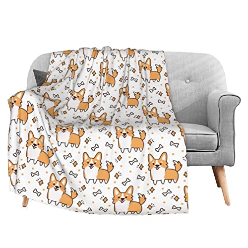 FeHuew Adorable Cute Corgi Seamless Soft Throw Blanket 40x50 inch Lightweight Flannel Fleece Blanket for Couch Bed Sofa Travelling Camping for Kids Adults