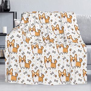 FeHuew Adorable Cute Corgi Seamless Soft Throw Blanket 40x50 inch Lightweight Flannel Fleece Blanket for Couch Bed Sofa Travelling Camping for Kids Adults