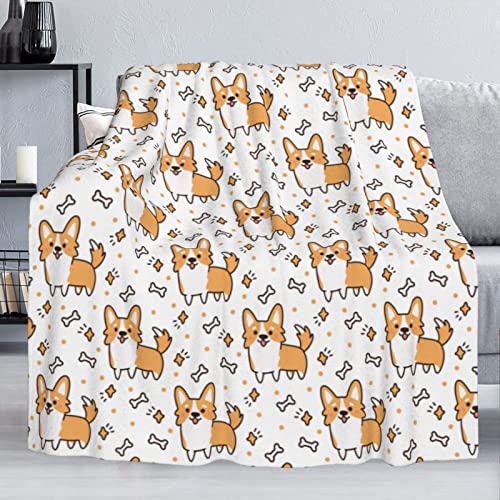 FeHuew Adorable Cute Corgi Seamless Soft Throw Blanket 40x50 inch Lightweight Flannel Fleece Blanket for Couch Bed Sofa Travelling Camping for Kids Adults